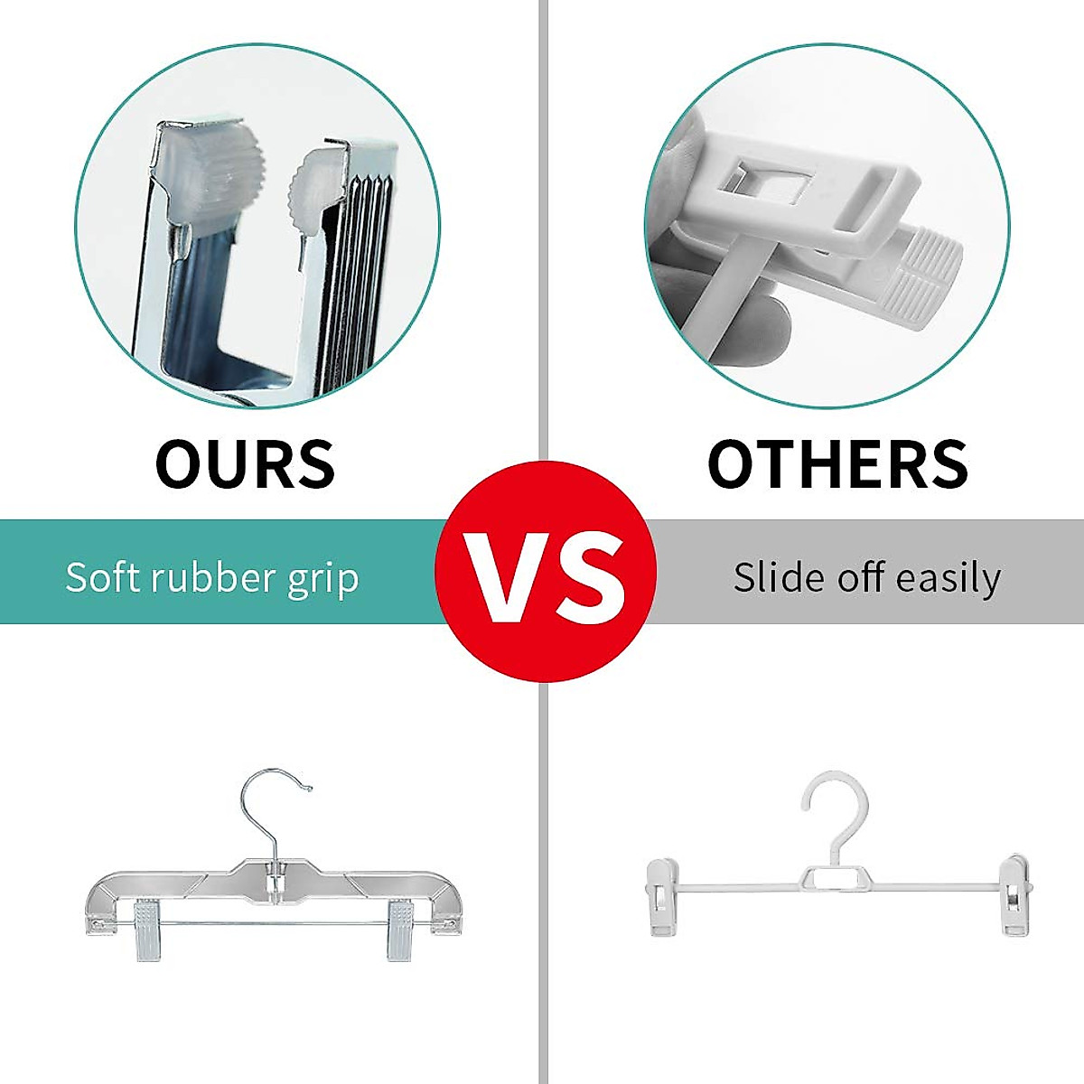 Perfecasa Clear Plastic Skirt & Pants Hangers 20 Pack, Clips Hanger for Pants, with Strong Metal Clips, Skirts, Trunks, Acrylic Hangers, Heavy Duty Vics 5131 Apparael Store Hangers