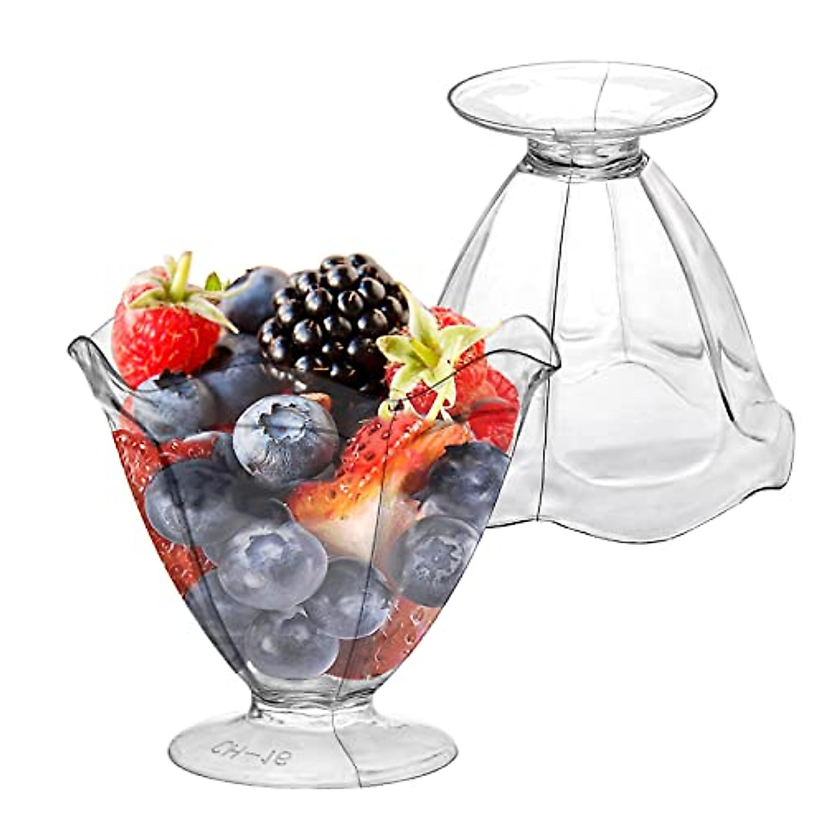 Dicunoy 50 Pack Dessert Cups with Spoons, 3.5 oz Disposable Plastic Mini Dessert Shooter Cups, Clear Parfait Appetizer Tasting Cups for Ice Cream, Mousse, Pudding, Wedding, Picnic, Party