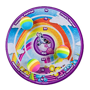 Hog Wild Unicorn Popper Toy and Sticky Target Set - Shoot Foam Balls Up to 20 Feet - 4 Rainbow Balls Included - Age 4+