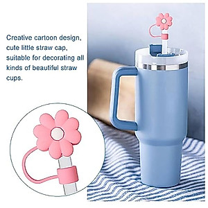 Straw Cover Cap for Stanley Cup,Silicone Straw Topper Compatible with 30 and 40 Oz Tumbler with Handle,10 mm 0.4 in Reusable Straw Tips Lids