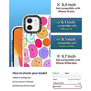 GULTMEE for iPhone 12 case & iPhone 12 Pro Case 6.1inch with 1 Screen Protector,Cute Rainbow Face Print Slim Design with Shockproof PC Bumper Protective Cover Clear Case for Women Girls Man