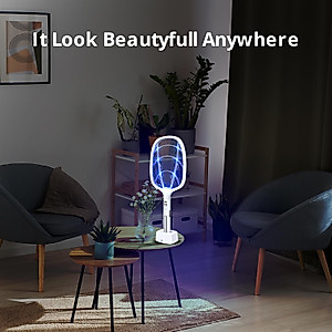 WBM SMART 2 in 1 Electric Bug Zapper, Mosquitoes Trap Lamp & Racket, USB Rechargeable Electric Fly Swatter for Home and Outdoor Powerful Grid 3-Layer Safety Mesh Safe to Touch