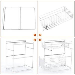 METALLIXITY Under Sink Cabinet Organizer with Sliding Drawers (14.7"x 17.1"), 2-Tier Metal Pull-Out Cabinet Organizer - Suitable for Kitchen, Bathroom, Pantry, Cabinet - White