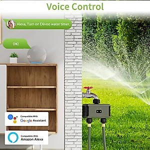 WiFi Sprinkler Timer 2 Zone, Diivoo Smart Water Timer for Garden Hose, Wireless Remote Control Irrigation System with Wi-Fi Hub, Rain Delay and Manual Watering, Leakproof for Yard Lawn Watering