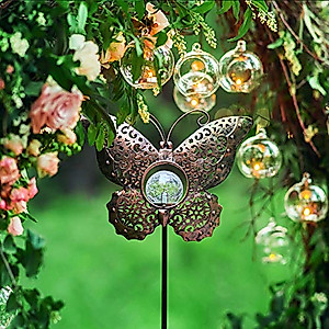 newvivid Outdoor Solar Garden LED Light, Solar Butterfly Metal Lights Decoration Housewarming Gifts for Women Mom, Garden Stake Light for Pathway Yard Lawn Patio Landscape Decor (1 Pack)