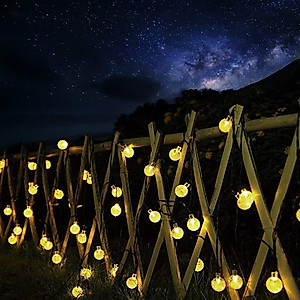 TuoPuLife Solar String Lights Outdoor, 2 Pack 21.3ft 30 LED Crystal Balls Waterproof Globe Solar Powered Fairy String Lights for Christmas Garden Yard Home Patio Wedding Party Holiday Decoration
