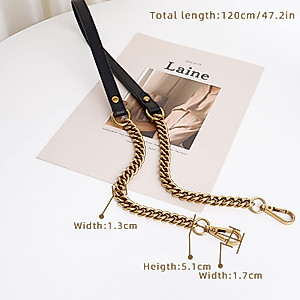 Hualibao Metal Plus Synthetic Leather Purse Chain Strap Length for Shoulder Cross Body Sling Purse Handbag Clutch Replacement（Silver47.2inch）