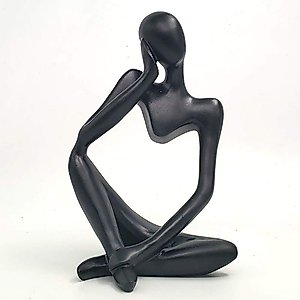 Nice purchase Abstract Thinker Statue Modern Sandstone Resin Figure Craft Art Hand Carved for Home Office Bookshelf Desktop Photography Decoration Imagination (Black A)