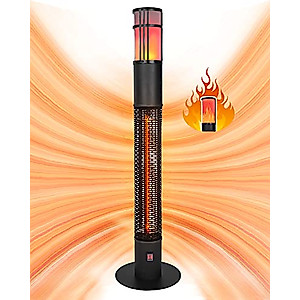 Star Patio Outdoor Freestanding Electric Patio Heater with LED Flame Light, Column Outdoor Heater Suitable as a Balcony Heater, Christmas Party Heater, Perfect for Outdoor Decoration, 1588-RDMF