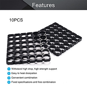 Bettomshin 10Pcs 6x6 Cell Spacer 18650 Lithium Battery Plastic Holder Bracket for DIY Battery Pack 18.5mm Hole Dia
