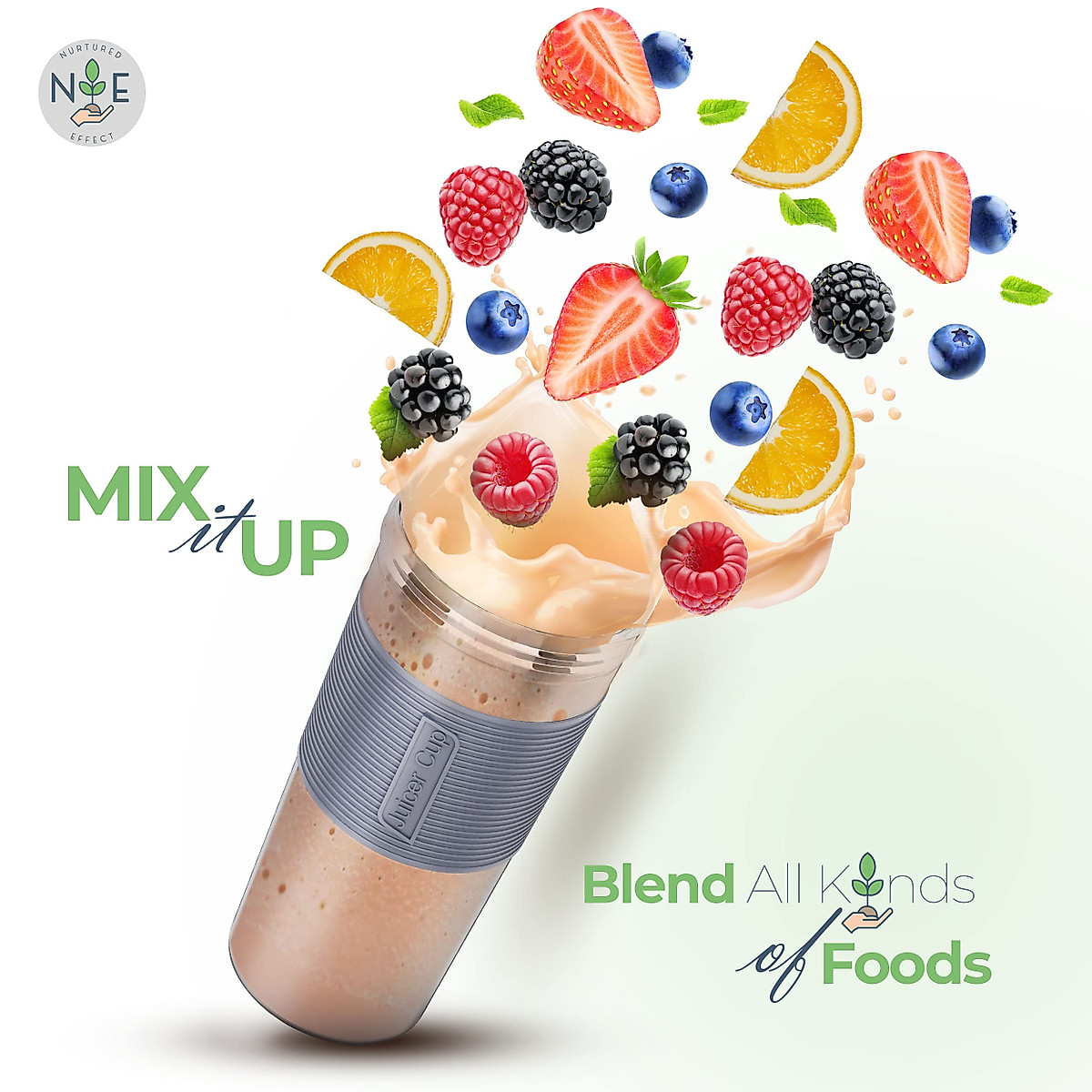 Nurtured Effect Portable Blender Cup - The Easy and Convenient Mini Blender for On-The-Go Healthy Living with 20 oz Drinking Capacity