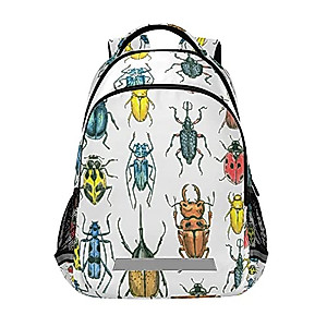 Vozoza Beetle Insect Backpack for Girls Kids Boys School Bookbags, Student Laptop Backpack Carrying Bag Casual Lightweight Travel Sports Day Packs