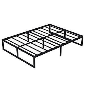 Richwanone 14 inch Full Bed Frame Metal Platform Mattress Foundation with Steel Slat Support, No Box Spring Needed, Easy Assembly, Black