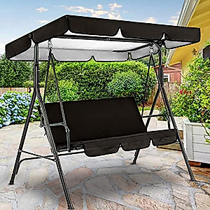 Outdoor Swing Canopy Cover, 2-Seater Canopy Swing Sets for Backyard, Replacement Swing Waterproof Top Cover Set for Patio/Lawn/Garden, Swing Canopy Cushion Sunscreen Uv Protection (No Steel Frame)