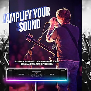 MUSYSIC Professional Power Amplifier 2 Channel – PA Power Peak Amplifier Output with ATR Technology – Banana Plug & Speakon Output XLR and TRS Input for DJs & Speakers - 9000 Watts
