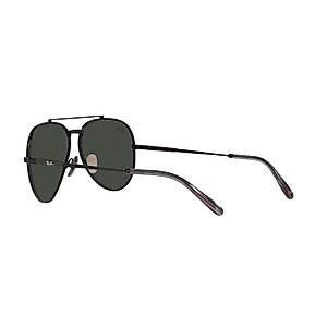 Ray-Ban RB8225 Aviator Titanium Sunglasses, Black/Polarized Dark Grey, 58 mm