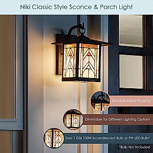 River of Goods Stained Glass Outdoor Light Fixture - 11.75" H - Mission Style Porch Light - ‎Niki