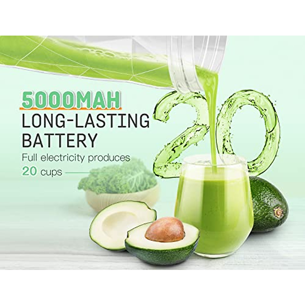 Portable Blender, 20 Oz Personal Blender for Shakes and Smoothies with 6 Blades, Small Fresh Juicer Portable Blender Cup Rechargeable BPA-Free, Mini Blender Portable for Travel/Office/Home/Gym/Camping