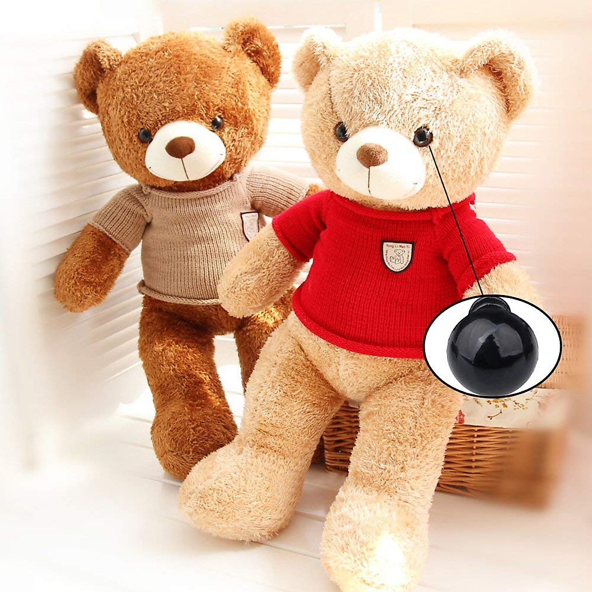 200 pcs 6-12 mm Plastic Safety Eyes, Black Safety Eyes Doll Making with Washer for Toy Making DIY Crafts