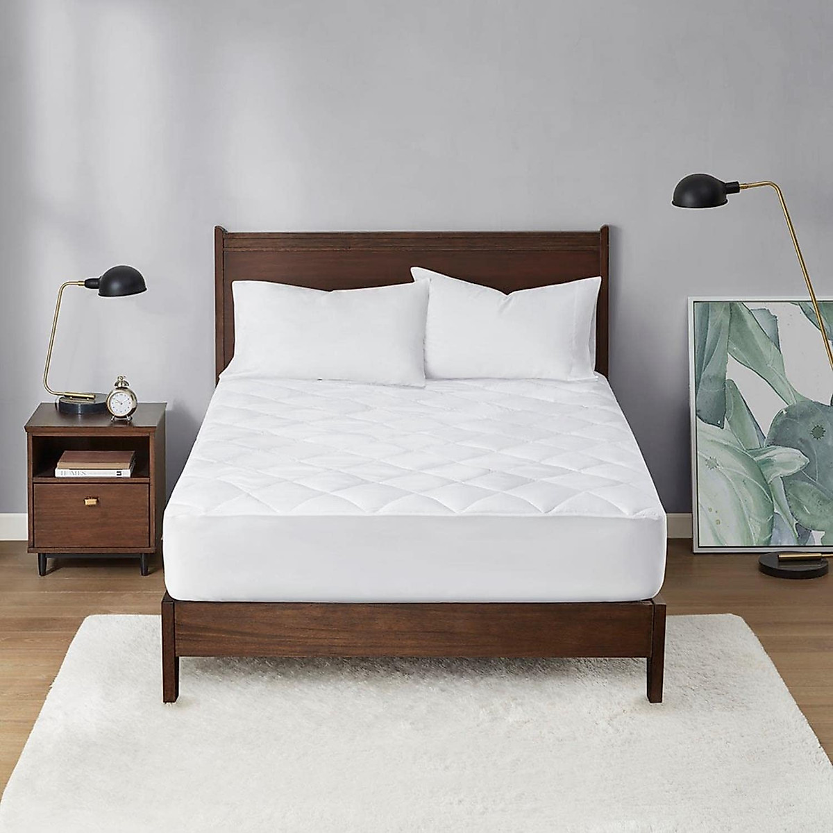 Sleep Philosophy Energy Recovery Waterproof Mattress Pad - Elastic Deep Pocket Bed Protector with Thermal Material for Healthy Living, Full White