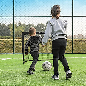SONGMICS Kids Soccer Goals for Backyard, 4x3 ft Portable Soccer Nets Training Equipment, Toddler Soccer Goal with Carrying Bag, for Field, Black USZQ122B02
