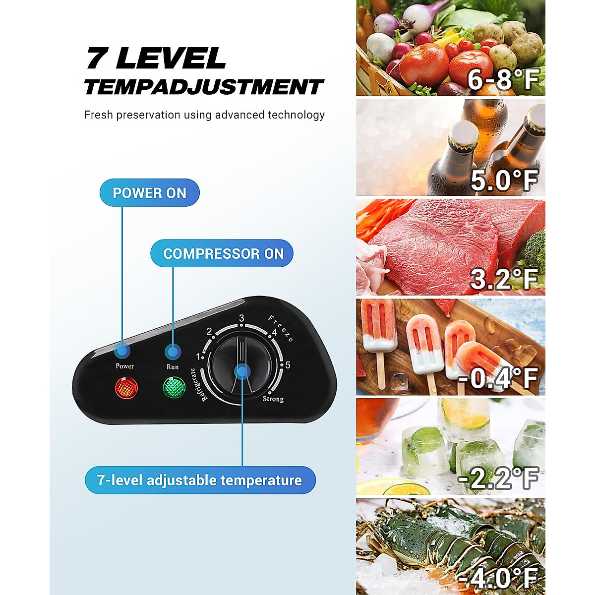 Tymyp Chest Freezer Deep Freezer 5.0 Cu.Ft Freezer Black Free-Standing Top Door Freezer Adjustable 7 Thermostat and Removable Basket Open Deep Freezer Energy Saving Garage Basement Apartment Kitchen