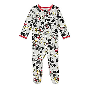 Disney Mickey Mouse Infant Baby Boys Zip-Up Long Sleeve Sleep N' Play Coverall Red & Gray 12 Months