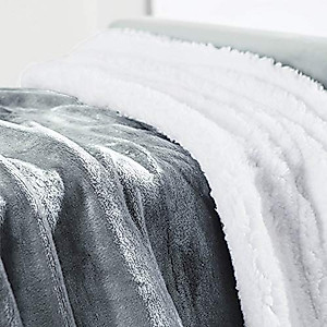 Genteele Sherpa Blanket - 50 x 60 Inch Fuzzy, Super Soft Throw Blankets for Couch, Bed & Sofa - Cozy, Plush Reversible Fleece Blanket Alternative - Gray/White