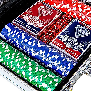Deluxe Poker chip Set, 300PCS Poker Chips with Aluminum Case, 11.5 Gram Casino Chips Set for Texas Holdem Blackjack Gambling, Traveling Poker Set