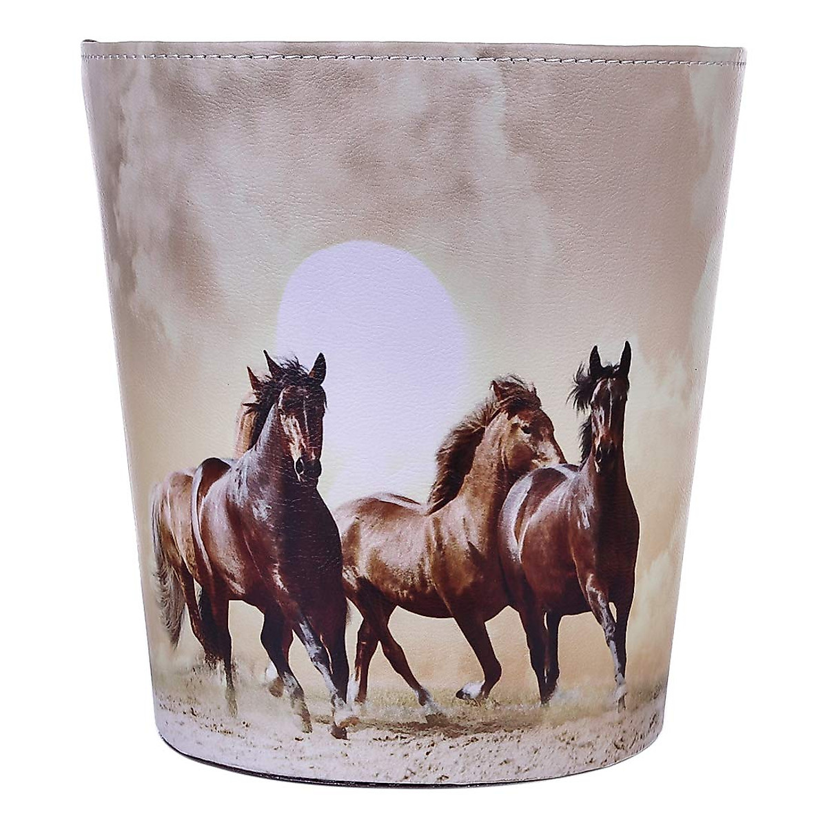Lingxuinfo Scakbyer Wastebasket Trash Can, 10L Decorative Waste Paper Basket for Bedroom, Office, Kitchen - Sunset Sweat Horse