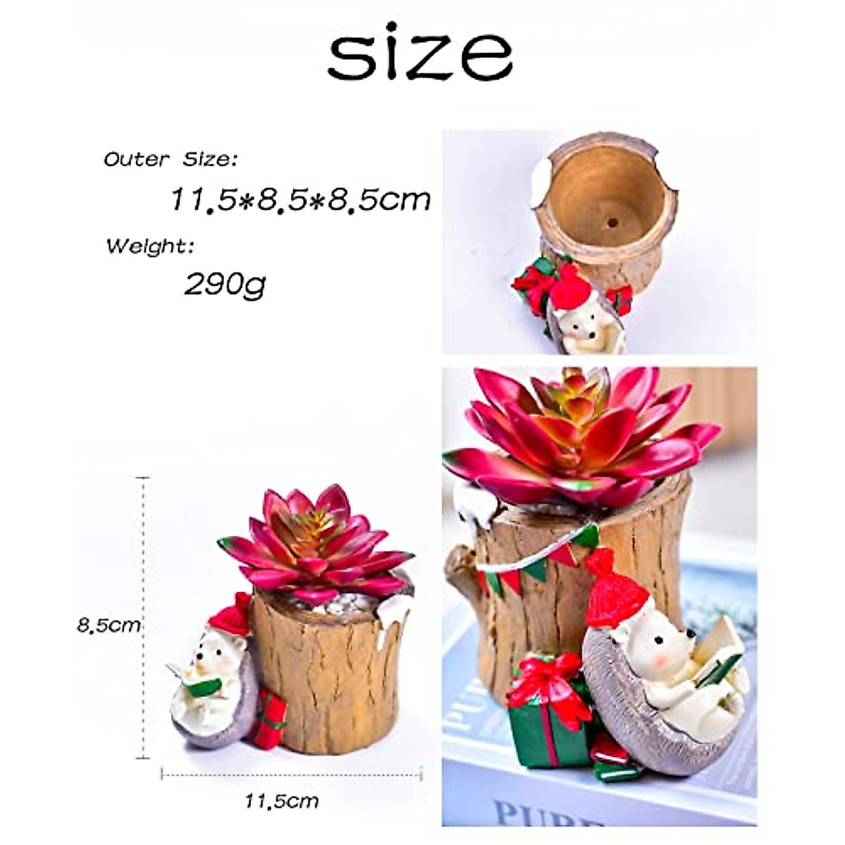 Creative potted plants with drainer garden pots resin succulent potted bonsai cartoon home desk mini ornaments Light-Yellow