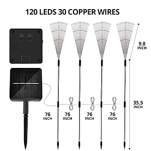 iFalarila 8 Modes Solar Garden Lights with 1200mAH Solar Panels, 480 LED Fairy Lights - Waterproof - Firework Light - String Lights for Yard Decorations, Pathway, Garden, Patio - 4 Pack Warm White