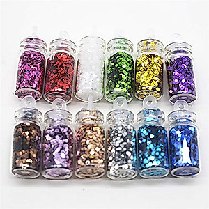 Extra Fine Glitter for Tumblers, Glitter and Sequins for Tumblers, Epoxy Tumbler Supplies 48 Pack Bulk Bottles Kit 5ml Each