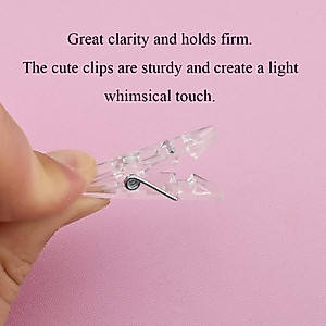 HAHIYO 1.38in Plastic Mini Transparent Clothespins Good Clarity Clips Strong Sturdy Firm Hold Clamp Tight Easy Use No Pin Hole on Fabric for Hanging Photos Postcards Memos Baby Shower Paper Line 50PCS