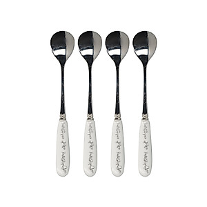 V&A Alice in Wonderland Stainless Steel Teaspoons with Decorative Porcelain Handles, 15.5 cm (6") - White