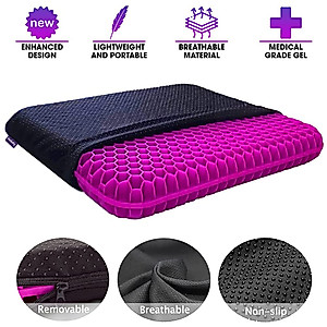 Gel Seat Cushion, Egg Seat Cushion for Tailbone, Back, Sciatica Pain Relief - Gel Enhanced Seat Cushion Chair Pads Wiht Non-Slip Cover for Office Home Chair Car Seat Wheelchair (Extra Thick, Voilet)