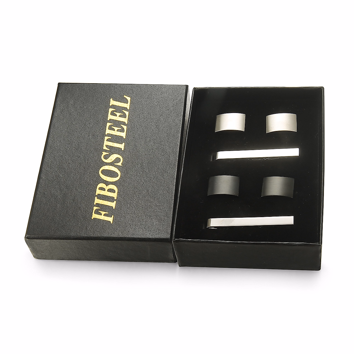 FIBO STEEL Tie Clips Cufflink Set for Men Classic Wedding Cufflinks Mens Dad Birthday Gifts