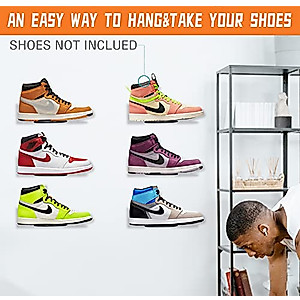 Floating Shoe Display Shelf 6 Packs Shoe Sneaker Display Shelf Wall Mounted Metal Round Edge Sneaker Rack Organizer Holder Sneaker Wall Hanger Sneaker Shelves Wall Mounted to Display Collectible Shoe