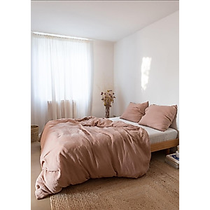 Organic Linen Comforter Cover, Linen Duvet Cover in Dusty Rose, Linen Bedding with Custom Size, 3 Pcs Duvet Cover Set (Queen)