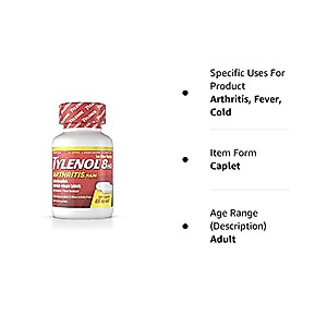 Tylenol Arthritis Pain 250 Caplets Bottle, 650mg Acetaminophen