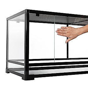 REPTI ZOO 67 Gallon Reptile Large Terrarium Newly Upgraded All Glass 48" x 18" x 18" Double Hinge Door with Top Ventilation Reptile Terrarium(Knock-Down)