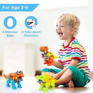 4PACK Easter Eggs Prefilled with Take Apart Dinosaur Toys for Kids,Easter Dinosaur Egg Dinosaur Building Kit for Easter Party Favors, Easter Basket Stuffers, Easter Egg Fillers, Easter Eggs Hunt.