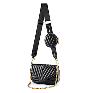 Ayliss Women Multipurpose Small/Medium Crossbody Bags Shoulder Handbag Coin Purse Trendy Clutch Evening Bag PU Leather Chain (Black #1)