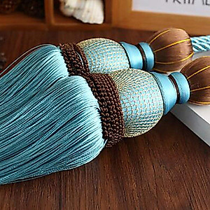 Selling Wonderful Curtain Holdbacks Curtains Tiebacks Home Decorative Braided Buckle Fastener Accessories Window Drapery Ball Tassels Tiebacks, Set of 2(Light Blue)