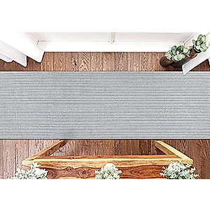 IOHOUZE Boho Kitchen Runner Rug -2'x8' Cotton Woven Indoor Outdoor Carpet Rugs Mats,Light Grey Runners for Hallways, Machine Washable Runner Rug for Kitchen Bedroom Living Room Laundry Entryway