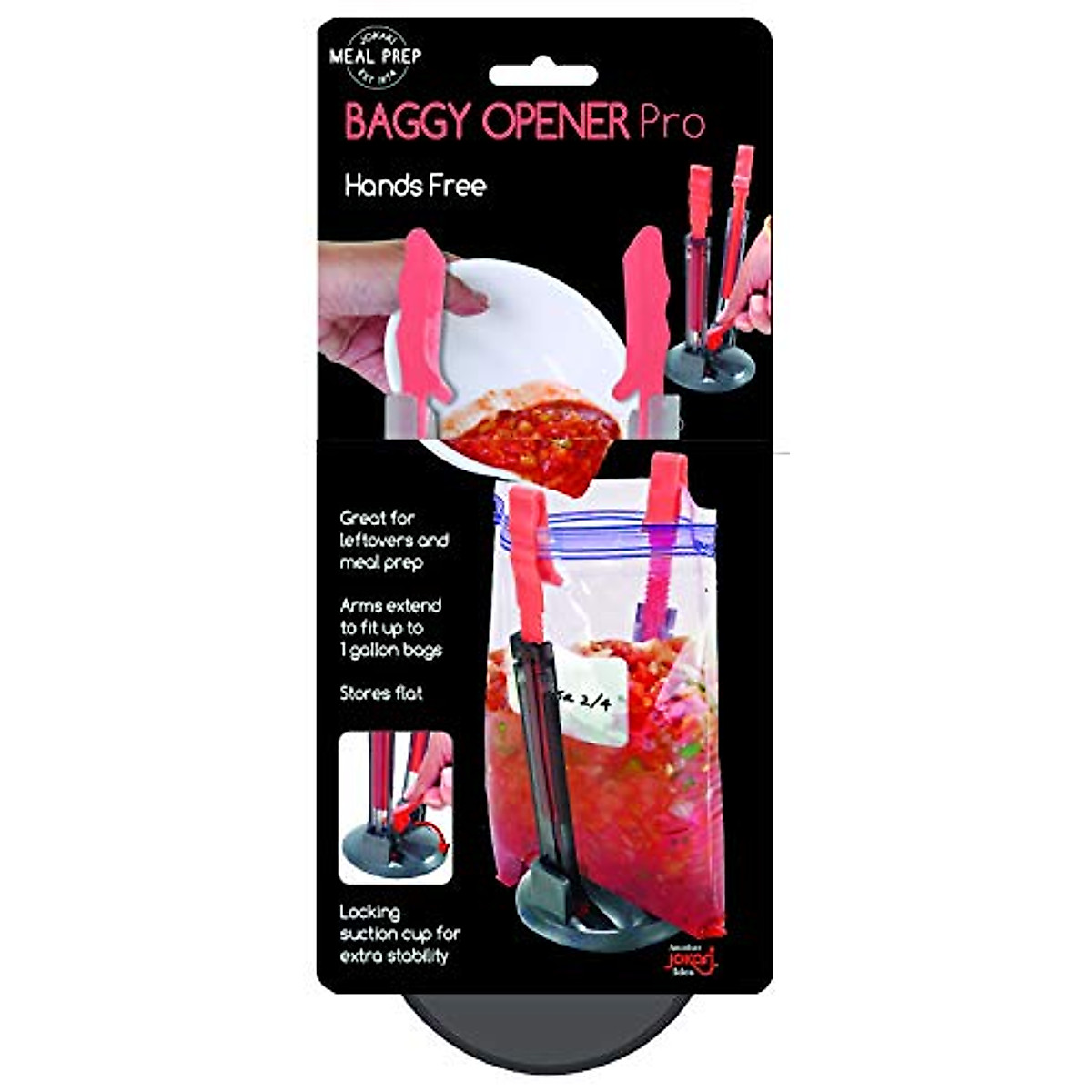 Jokari Suction Cup Fortified Baggy Rack 2 Pack For More Stability When Filling Plastic Freezer Storage Zip Lock Bags. Sturdy Clips Hold Containers Open to Pour Leftovers and Meal Prep Ingredients.