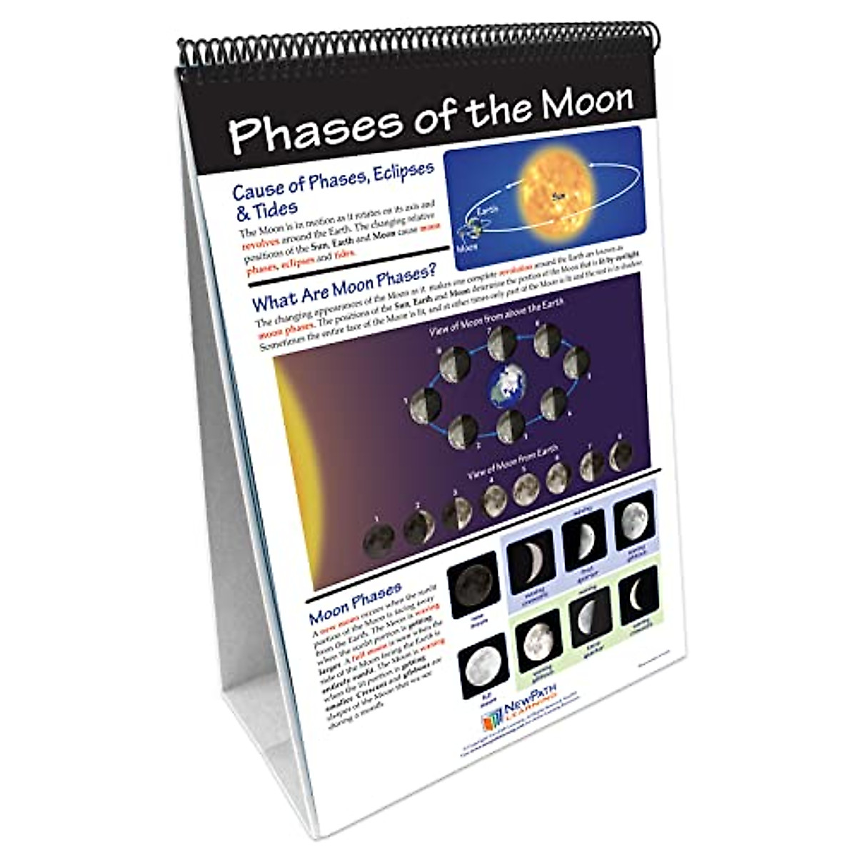 NewPath Learning Sun-Earth-Moon Laminated, Double-Sided “Write-On/Wipe-Off” Flip Chart - Set of 10, 12" x 18" Charts (34-6830)