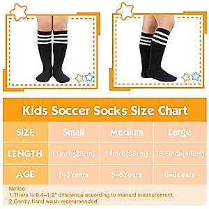American Trends Kids Toddler Soccer Socks Knee High Tube long Socks Three Stripes Cotton Uniform Sports Socks for Child Boys Girls 1 Pack Navy Blue White 3-6 Years
