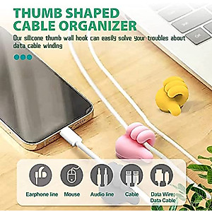 Pigdun 20 Pcs Self Adhesive Silicone Thumb Wall Hooks,Silicone Thumb Hook,Multifunctional Silicone Thumb Hooks,for Cable Clip Key Hat Makeup Brush, Home Office Wall Storage (A)