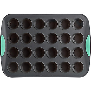 Trudeau Structure Silicone Muffin Pan, 24 Cup Mini, Grey/Mint